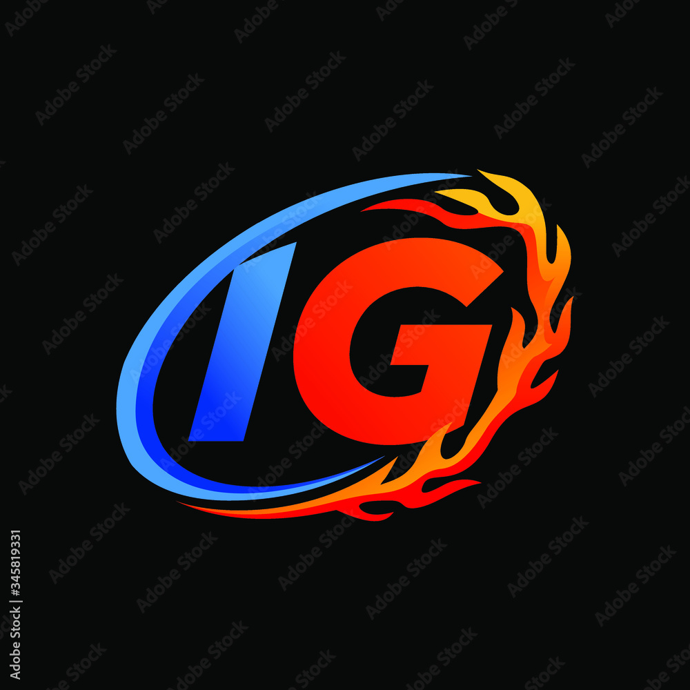 Initial Letters IG Fire Logo Design Stock Vector | Adobe Stock