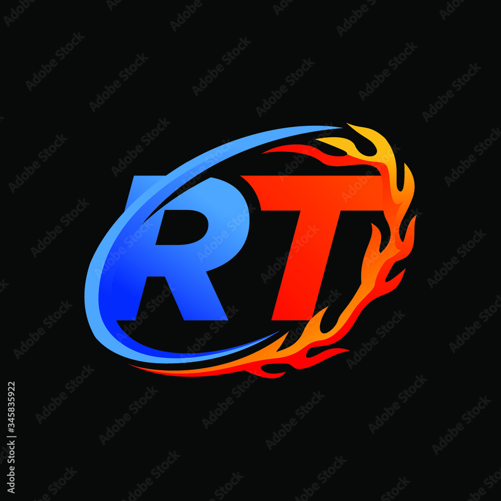 Initial Letters RT Fire Logo Design Stock Vector | Adobe Stock