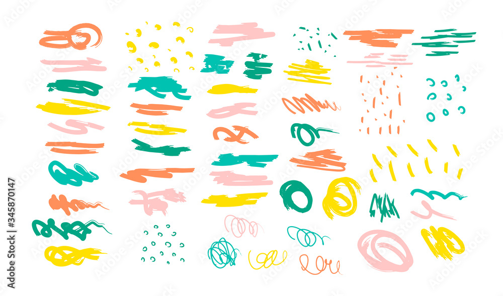 Vetor Sketch brush strokes, underline, emphasis, lines, waves set ...