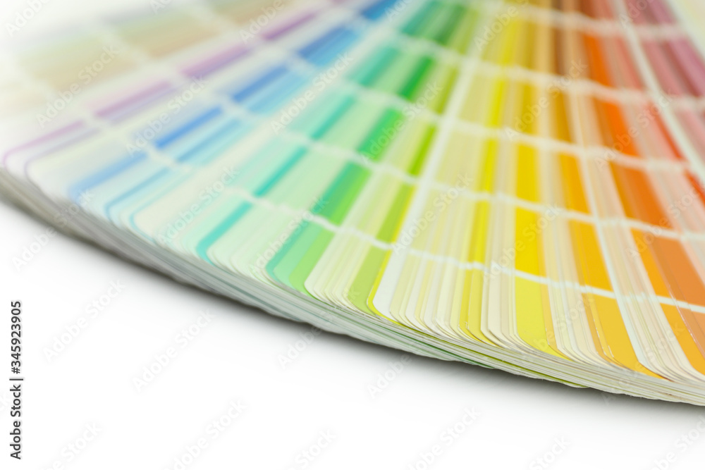 Color swatches book. Rainbow sample colors catalog. Isolated on white ...