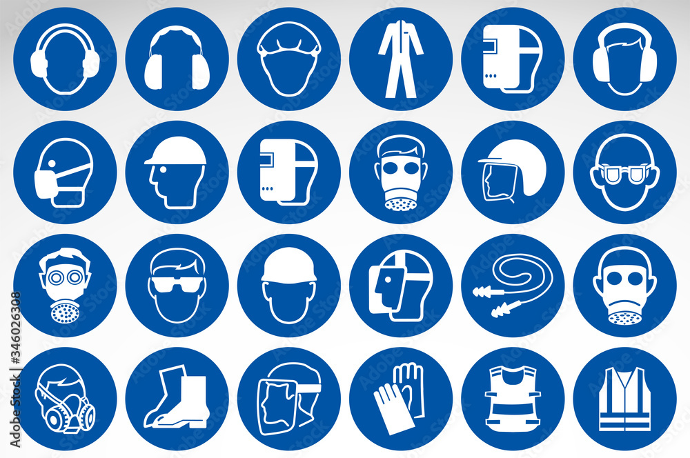 Required Personal Protective Equipment (PPE) Symbol,Safety Icon Stock ...