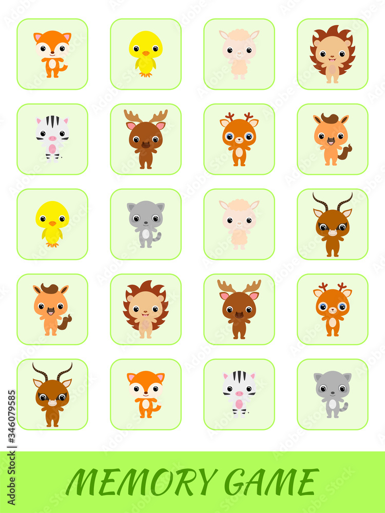 Clipart cards game template find two same pictures. Memory game for ...