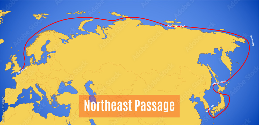 Schematic vector map of the Northeast Passage (abbreviated as NEP ...