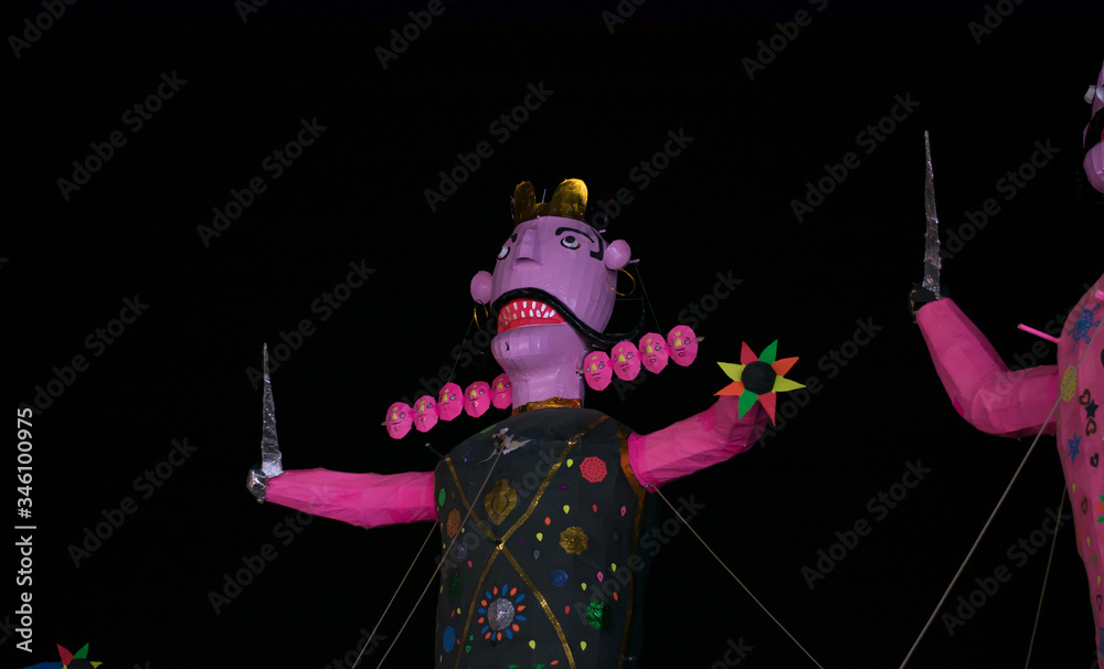 Ravana statue, Ravana is depicted and described as having ten heads ...