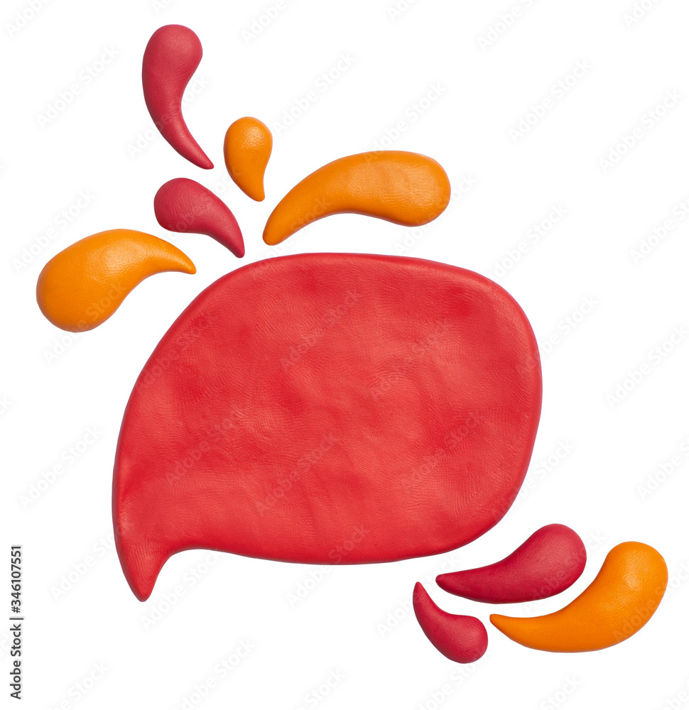 Clay putty, plasticine handmade shape and badge template. Red geometry ...