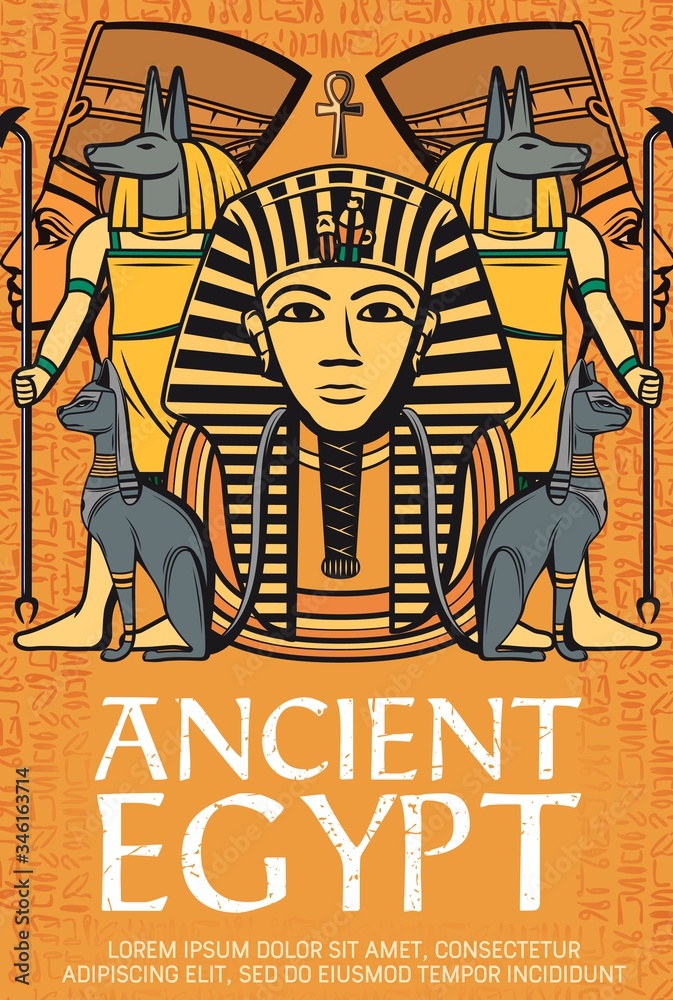 Praca wektorowa bez tantiem: Ancient Egypt pharaohs, gods, deity and ...