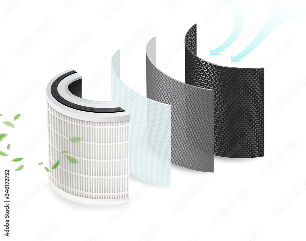 4 layers of clean air filters and sanitizing materials. Filter ...