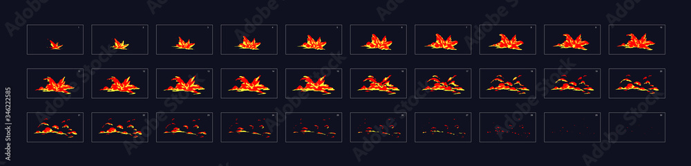 Vector de Stock fire explosion effect. Fire animation, effect, sprites ...