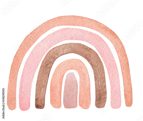 watercolor pink pastel rainbow isolated on white background. Boho ...