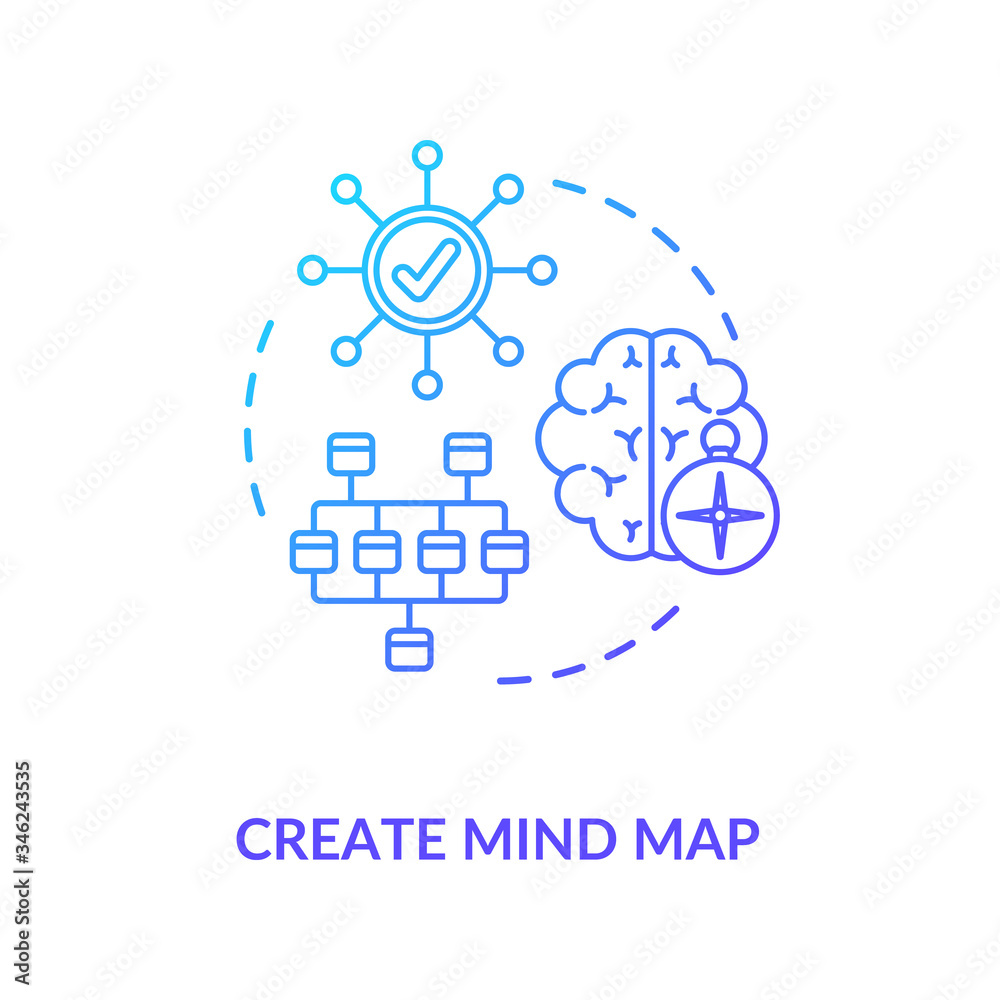 Create mind map concept icon. Creative problem solution development ...