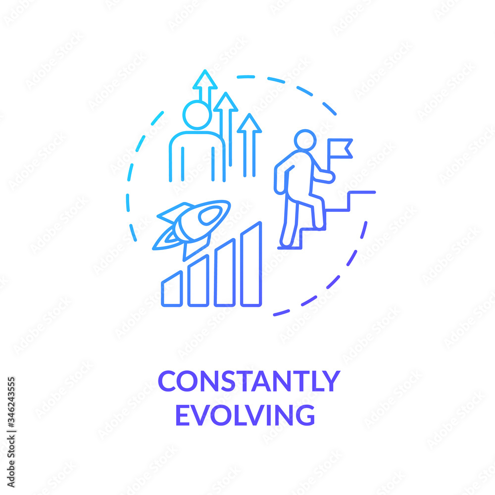 Constant evolving concept icon. Personal growth, improvement idea thin ...