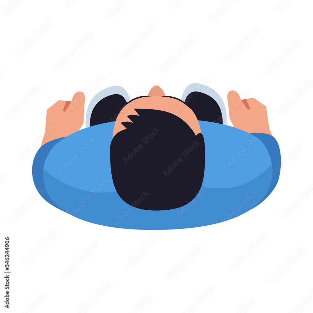 Man stand still semi flat RGB color vector illustration. Corporate ...