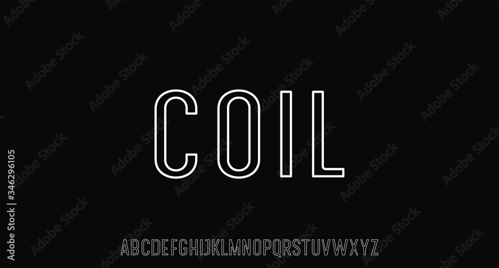 COIL. the futuristic font with outlined style. luxury and elegant ...