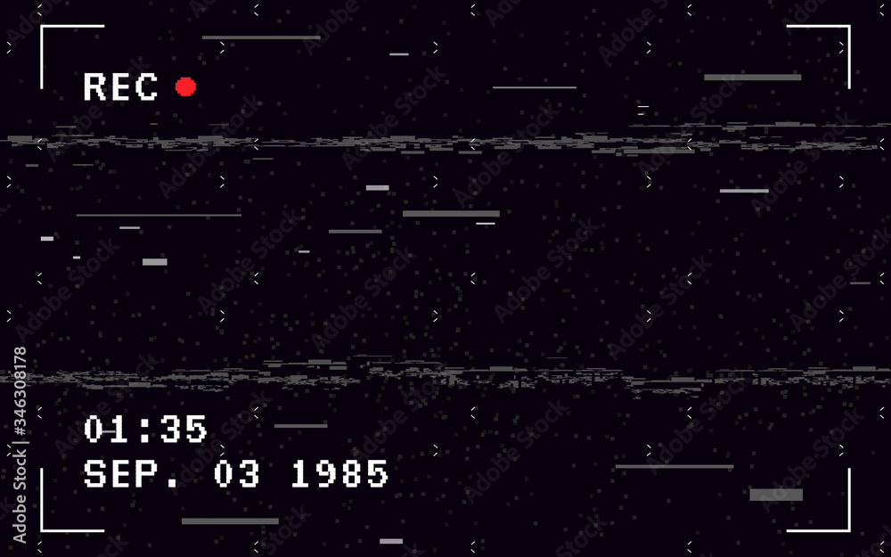 Viewfinder template. Old VHS video camera. White horizontal lines on ...