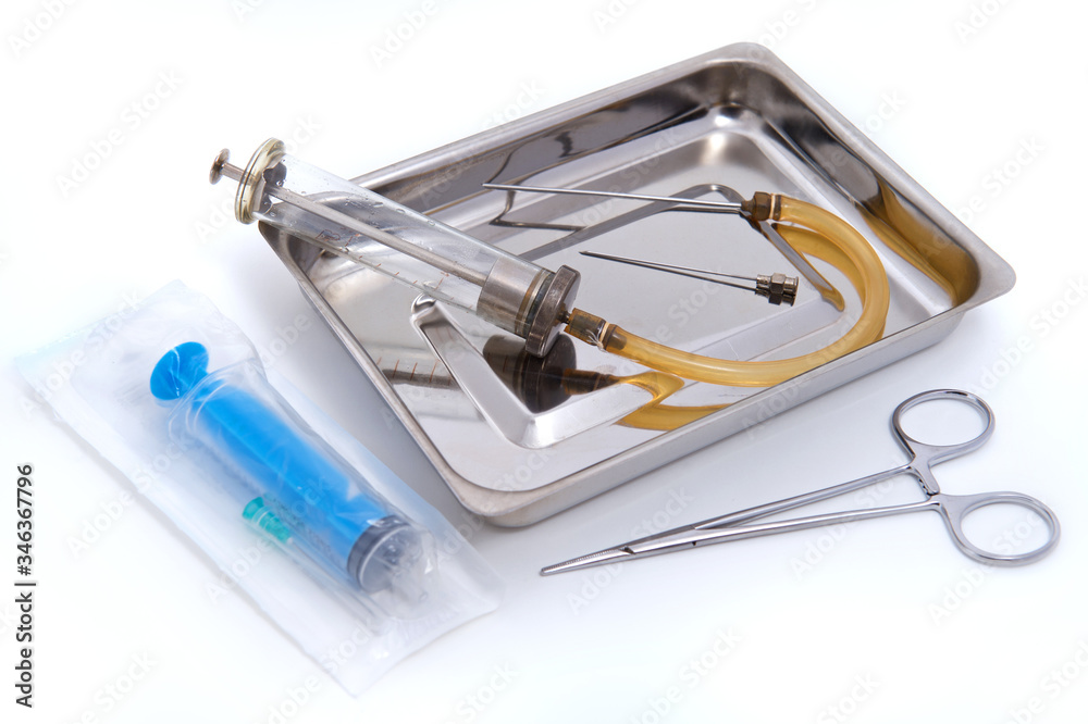 Set for Pleural Drainage. Pleural puncture. Puncture of the pleural ...