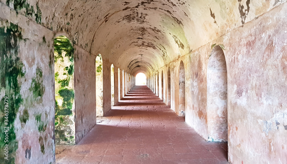 Inside old fort with arch architectures Stock Photo | Adobe Stock