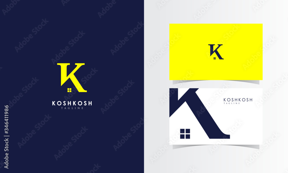 K Real Estate Logo Mark with business card template design for branding ...