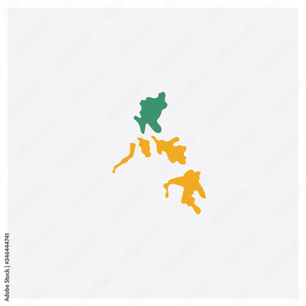 Philippines map concept 2 colored icon. Isolated orange and green ...