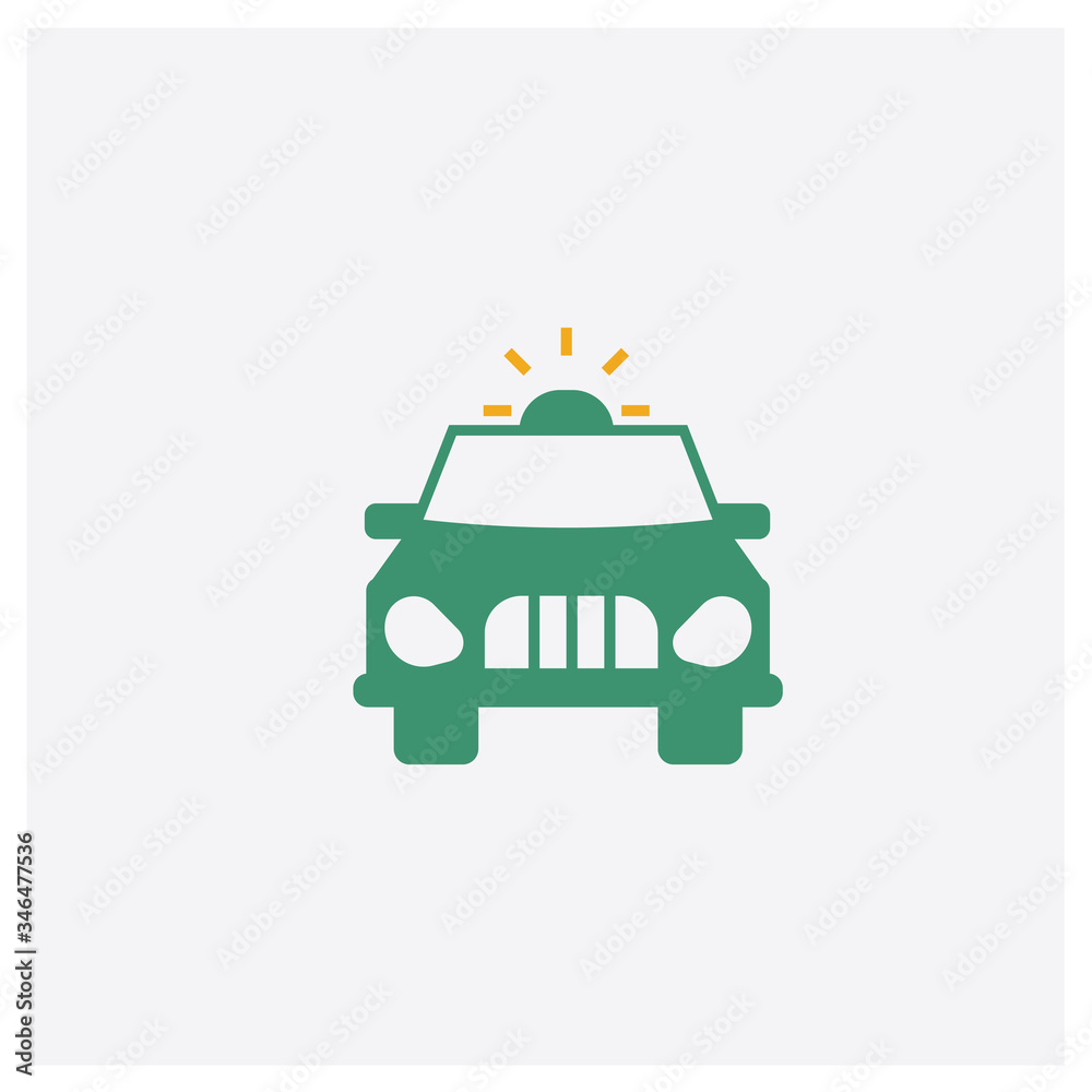 Police car with Light concept 2 colored icon. Isolated orange and green ...