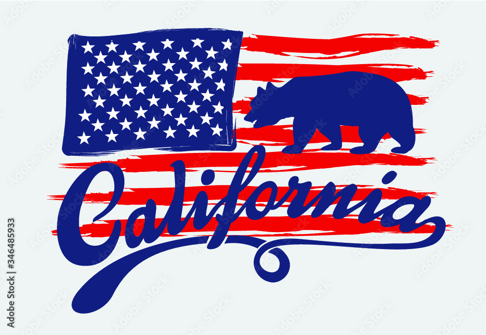 American flag california bear graphic design vector art Stock Vector ...