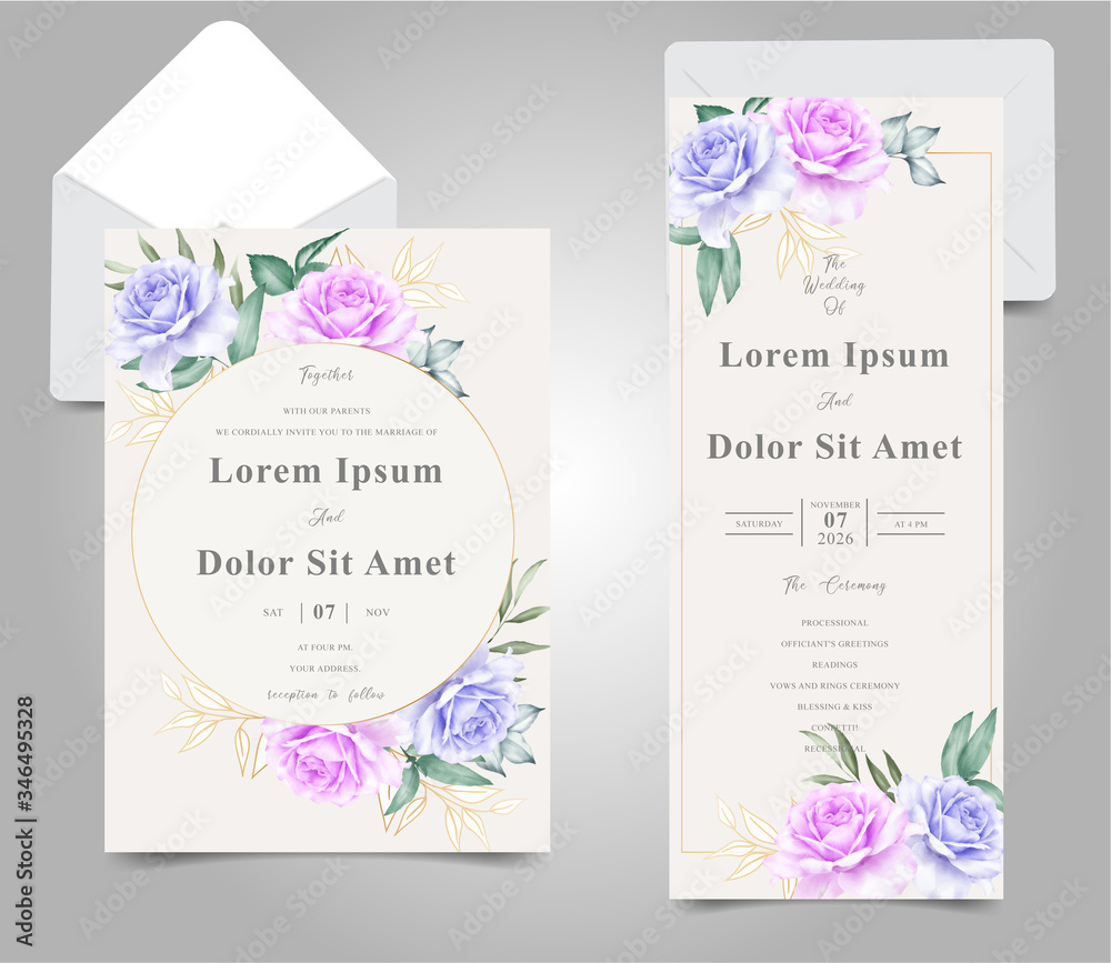 Editable wedding invitation card template with beautiful Watercolor ...