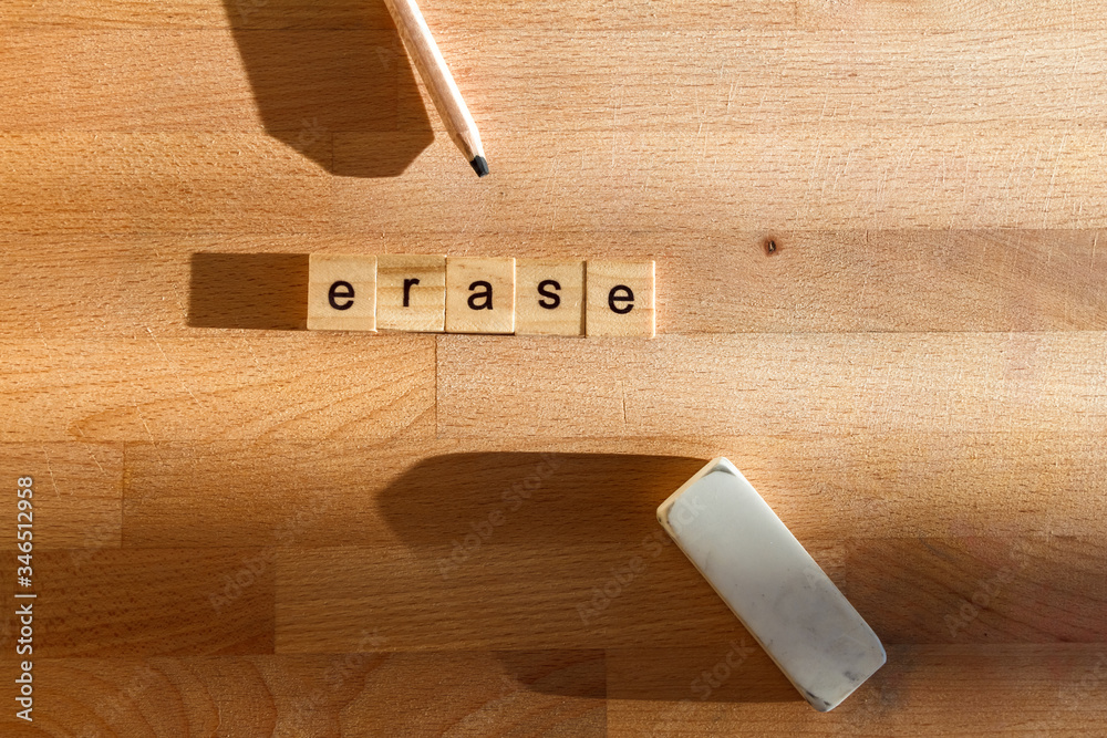 Erase word written with letter tiles, can be used in many ways ...