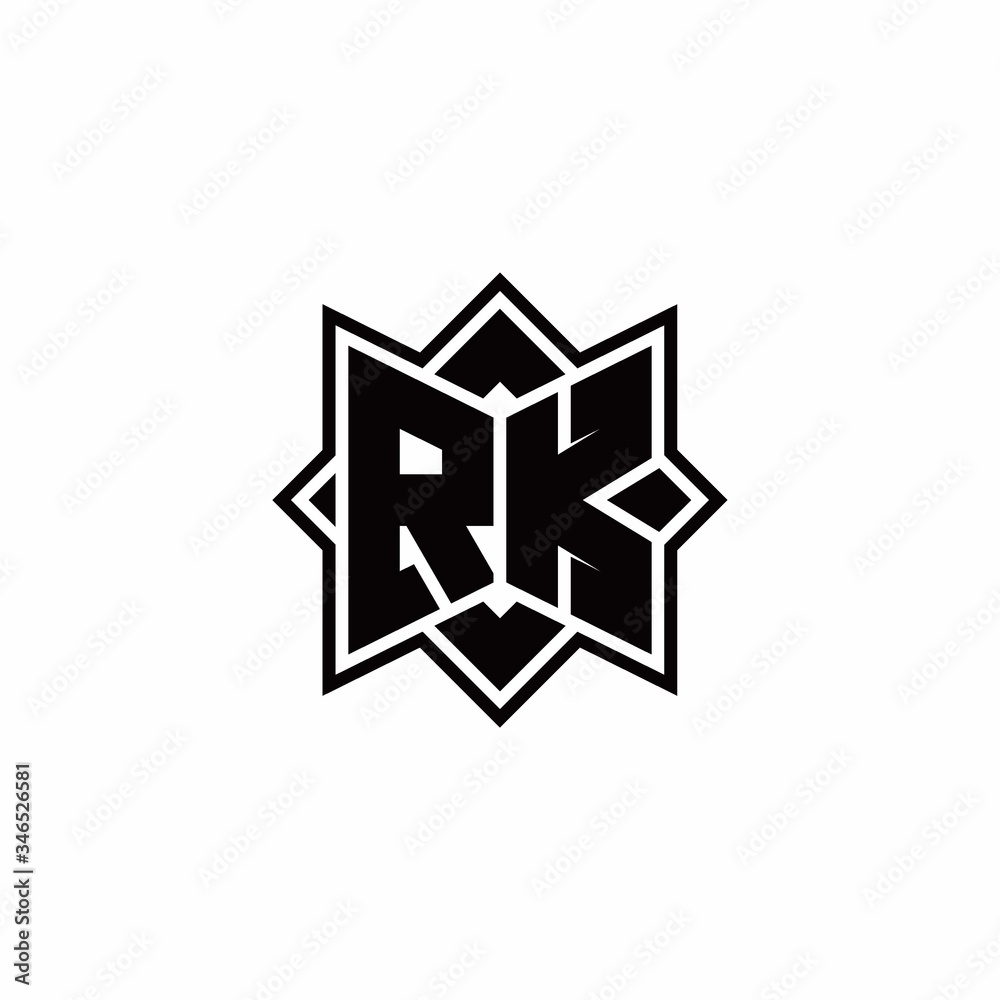 RK monogram logo with square rotate style outline Stock Vector | Adobe ...