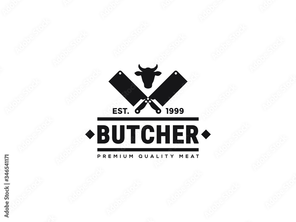Vintage Retro Butcher shop label logo design Stock Vector | Adobe Stock
