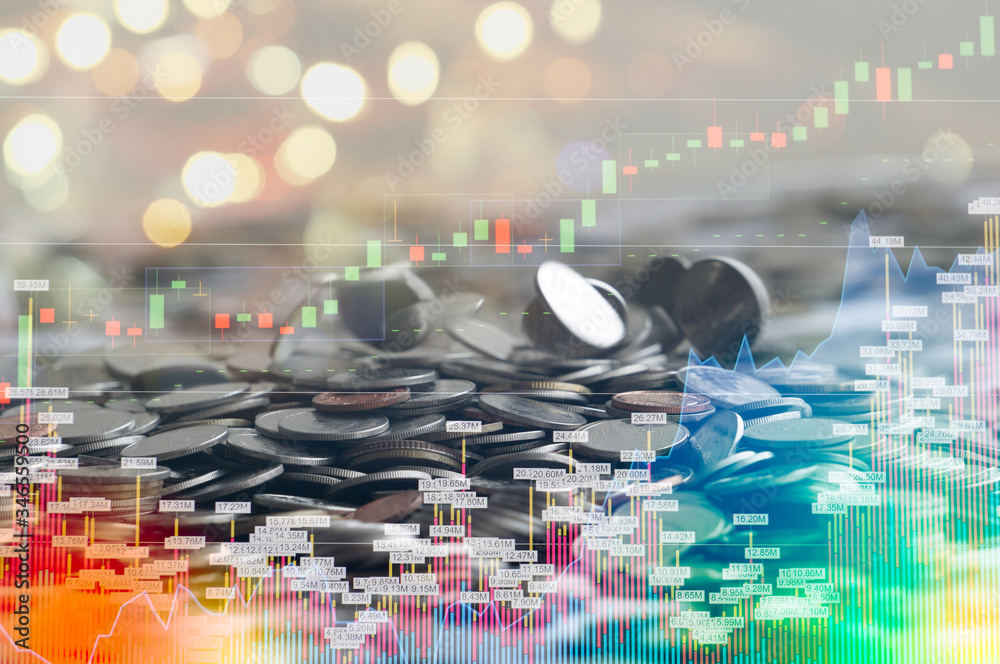 Stock market digital graph chart on LED display concept. A large ...