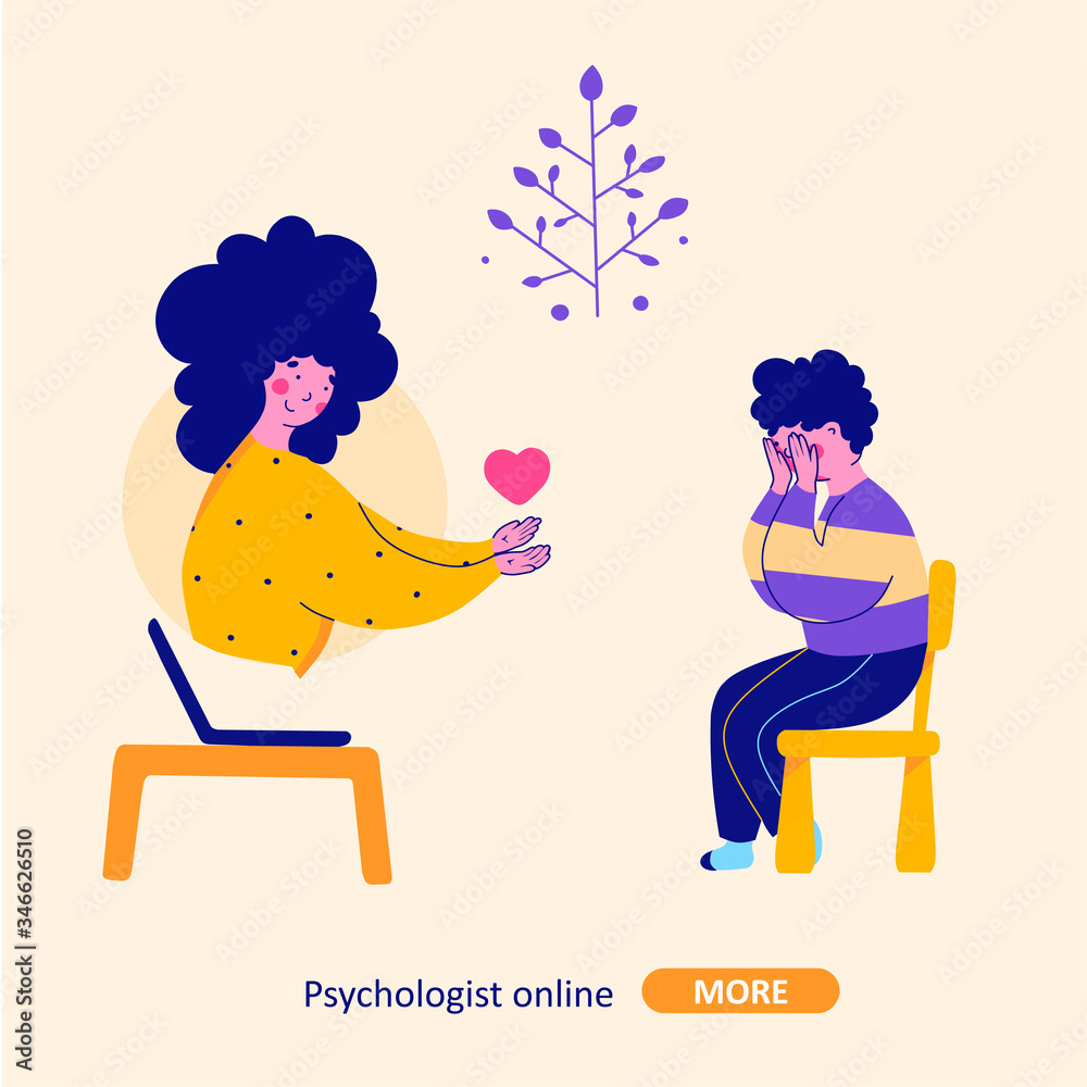Psychological help online, child support, bullying, cartoon flat vector ...