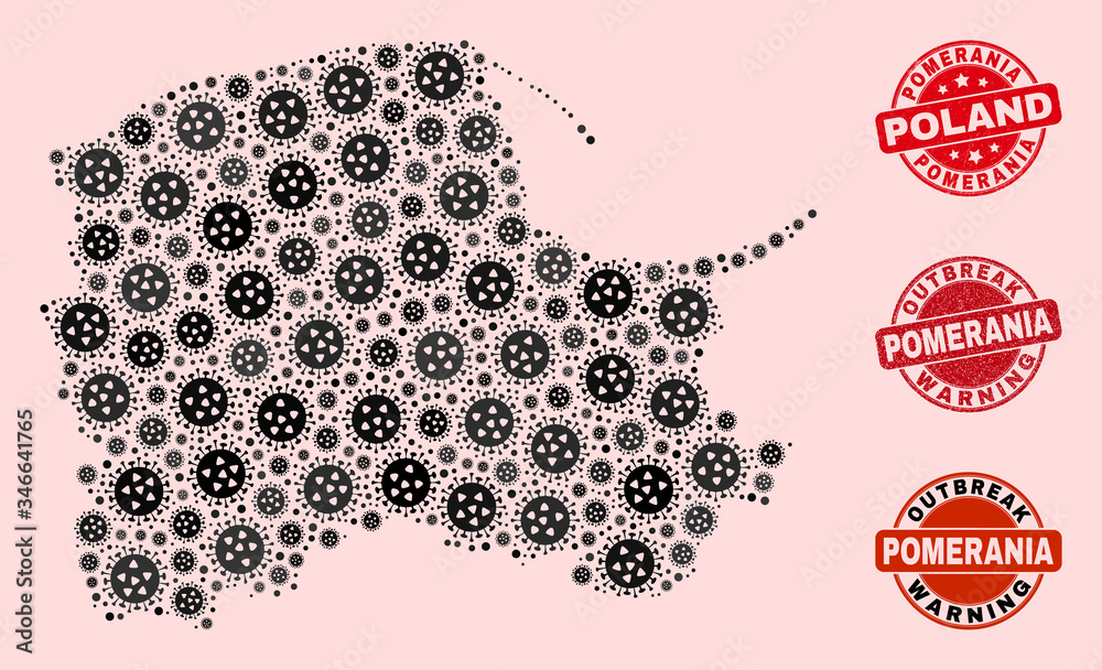 Outbreak combination of covid-2019 mosaic Pomeranian Voivodeship map ...
