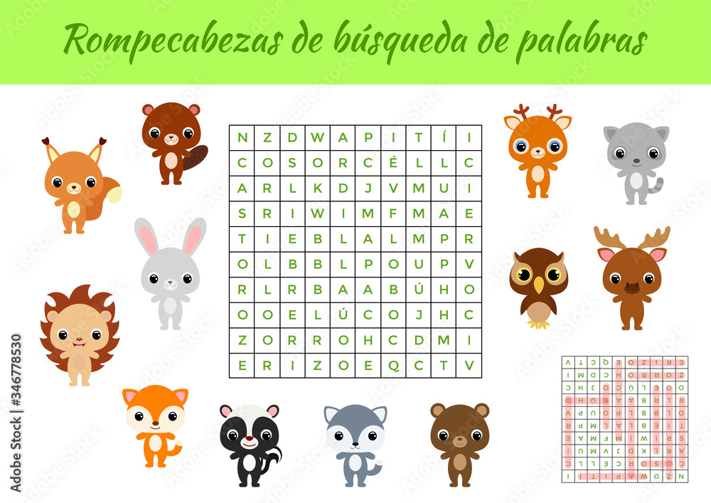 Rompecabezas de búsqueda de palabras - Word search puzzle. Educational ...