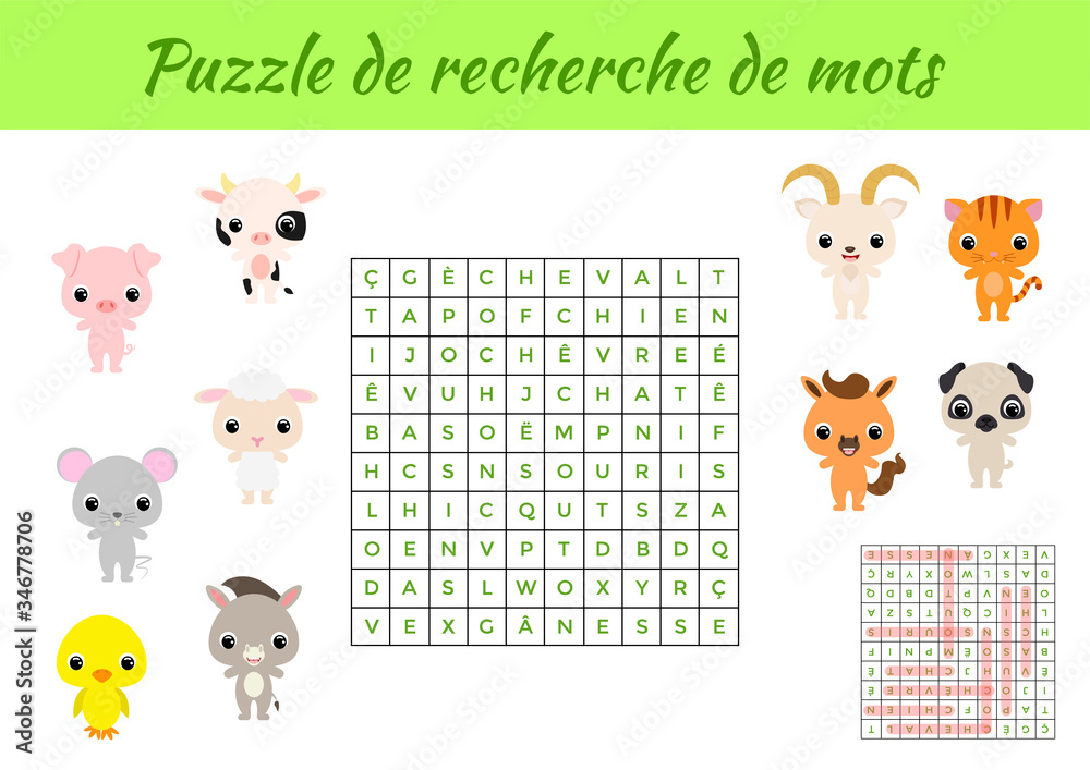 Puzzle de recherche de mots - Word search puzzle with pictures ...