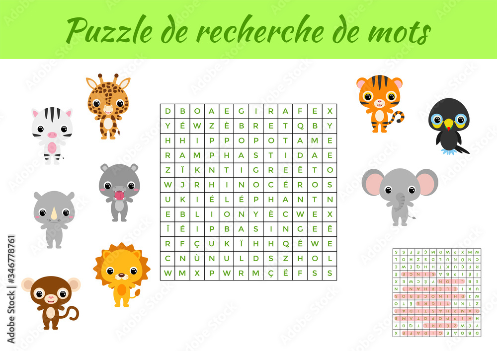 Puzzle de recherche de mots - Word search puzzle with pictures ...