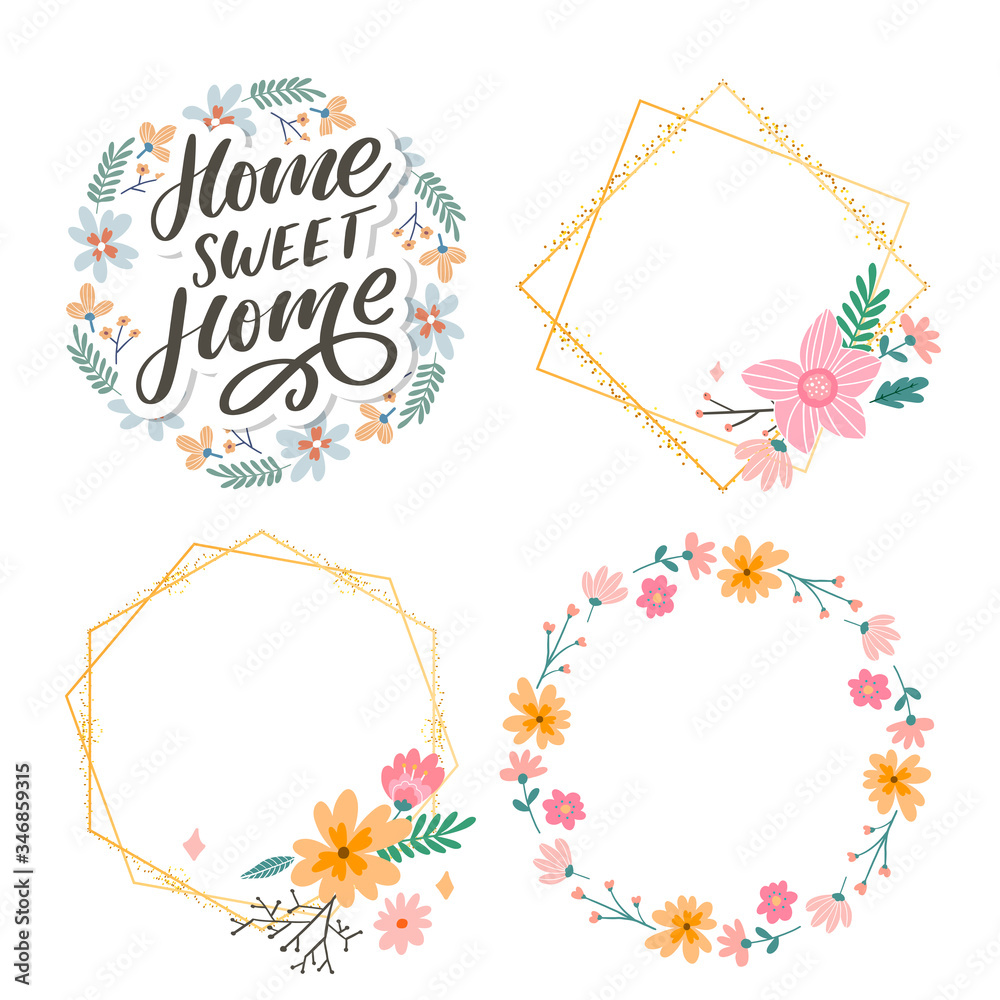 'home sweet home' hand lettering, quarantine pandemic letter text words ...