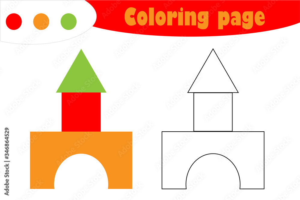 Toy blocks in cartoon style, coloring page, education paper game for ...