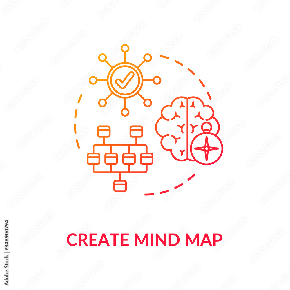 Vector de Stock Create mind map concept icon. Finding problem solution, strategic planning idea ...