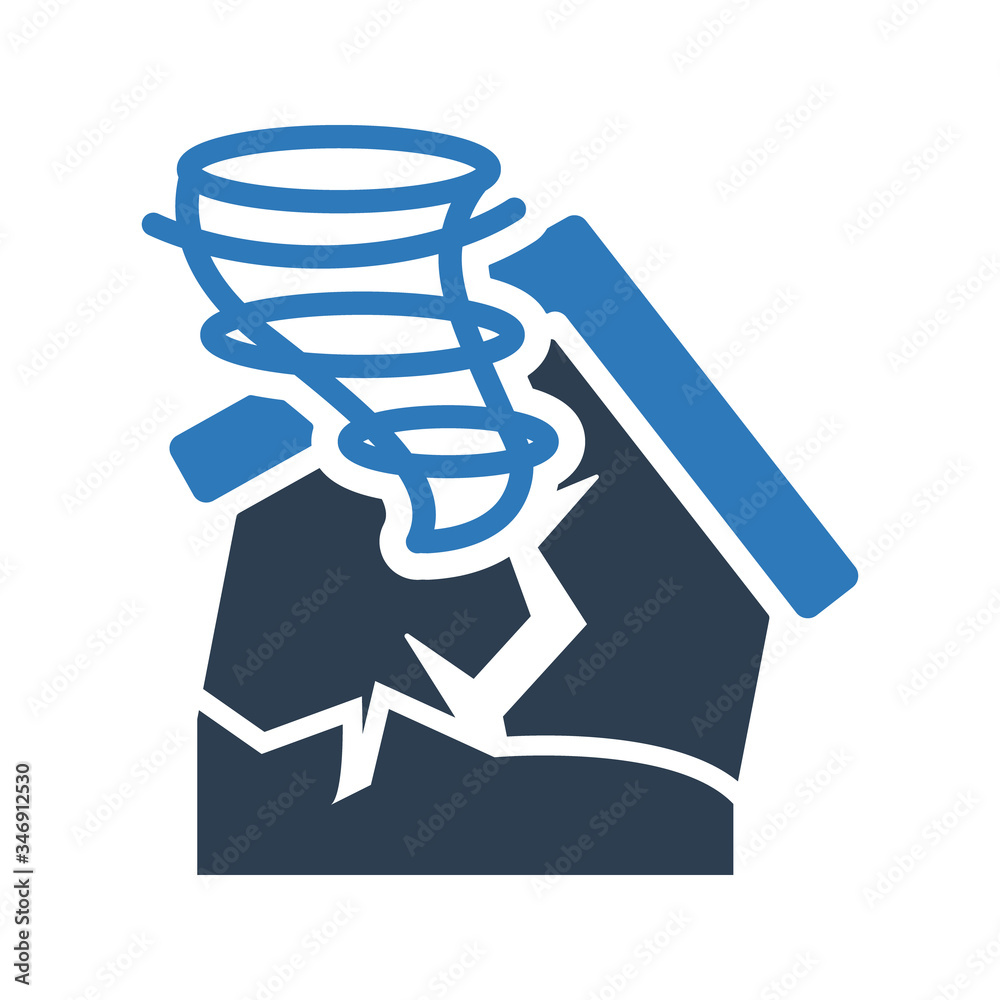 House tornado damage icon, Tornado symbol for your web site, logo, app ...