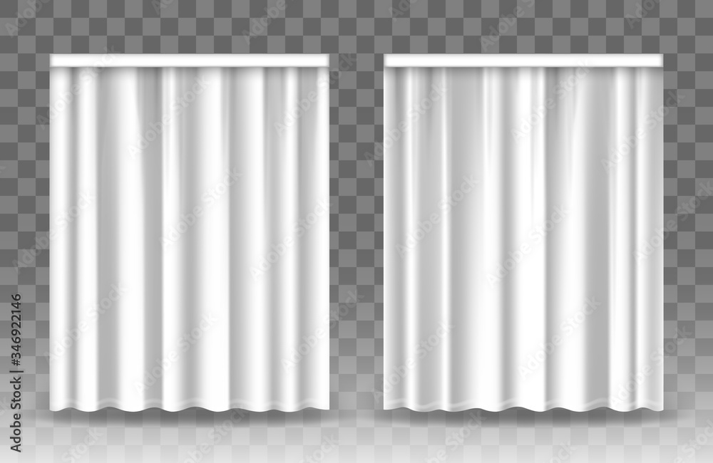 Vector white curtains isolated on transparent background. Stock Vector ...