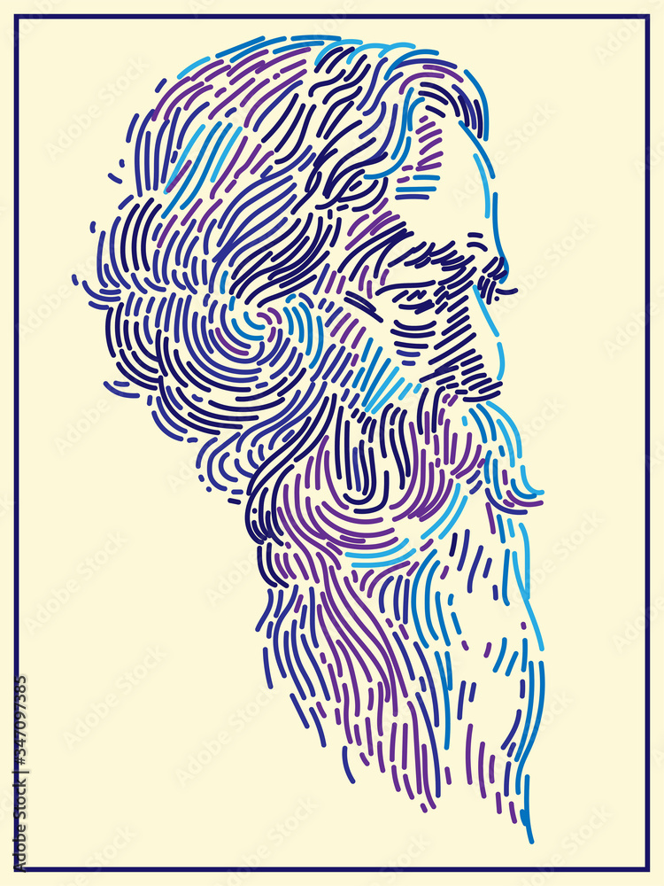 Vector Illustration of Rabindranath Tagore a poet and socialist from ...