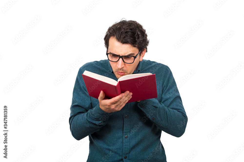Foto de Stock Portrait of stupefied nerd student guy, or professor ...