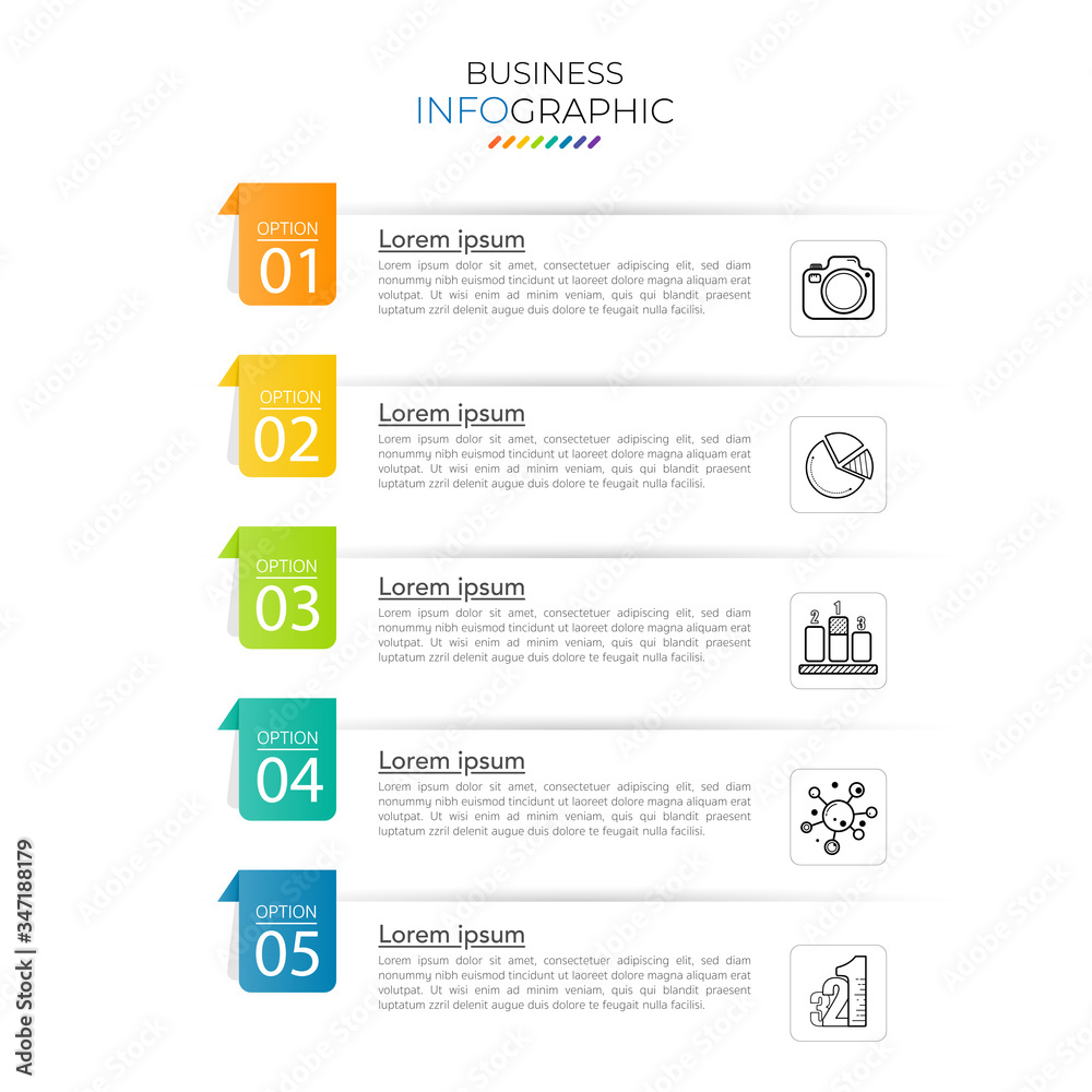 Infographic of multidirectional pointers on a signpost with numbers 5 ...