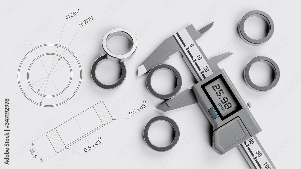 The quality control of part dimensions using calipers and technical ...