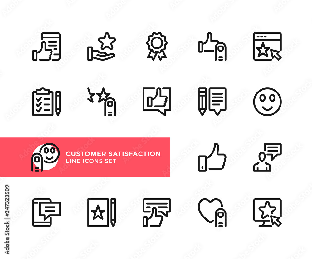 Customer satisfaction vector line icons. Simple set of outline symbols ...