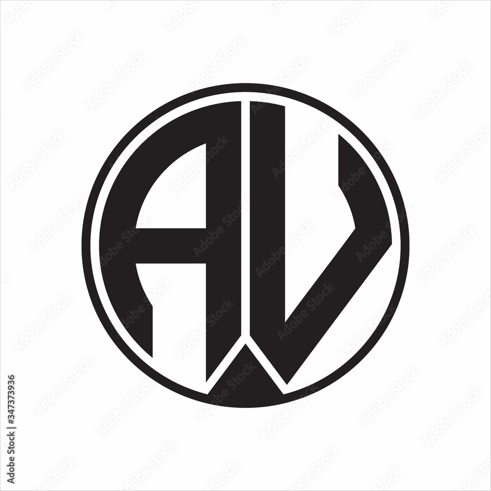 AV Logo monogram circle with piece ribbon style on white background ...