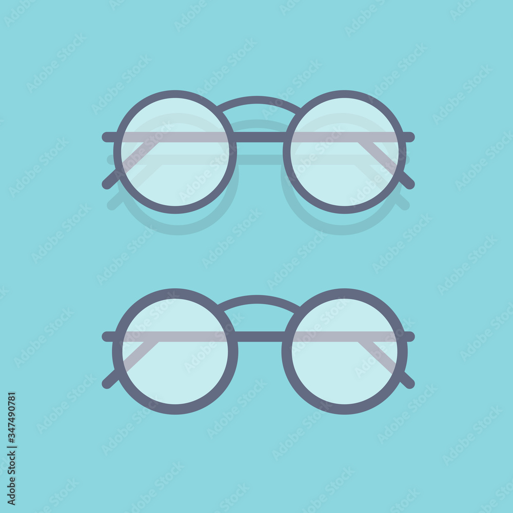 Glasses icon vector or line outline art eyeglasses symbol flat cartoon ...