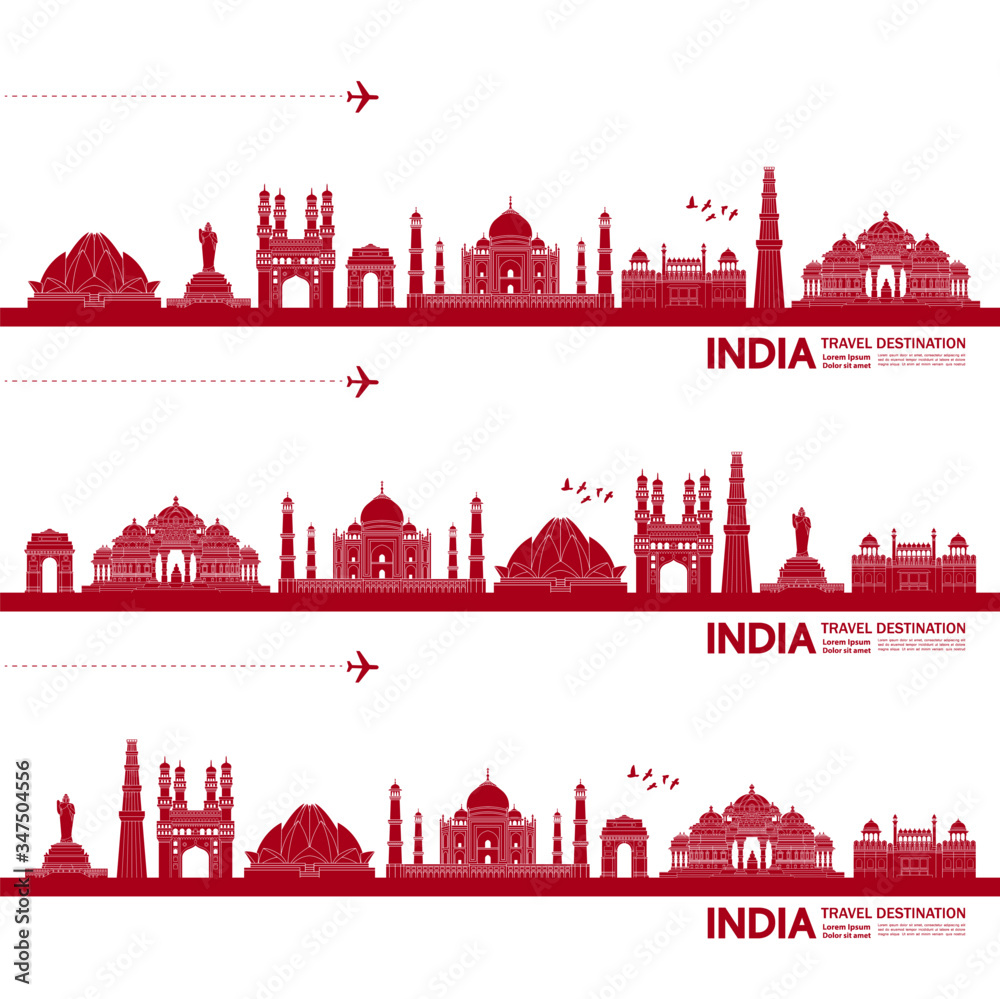 India travel destination grand vector illustration. Stock Vector ...