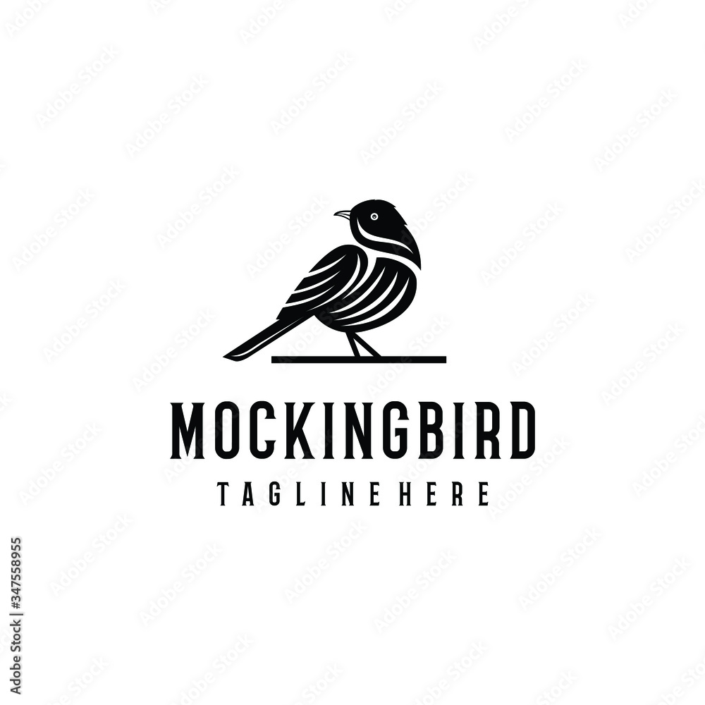 Mockingbird Animal Design Illustration Wildlife Symbol Nature Drawing ...