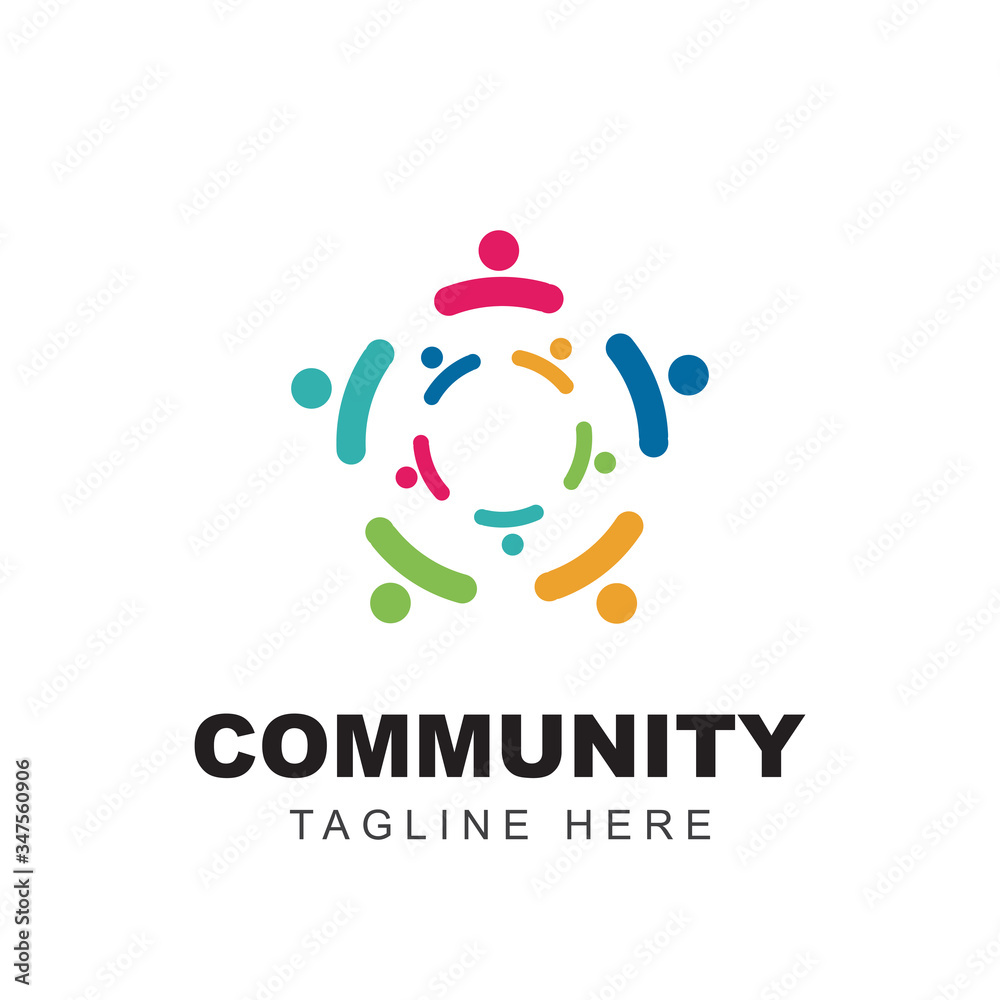 Community logo icon design with colorful people shapes. Symbol of ...