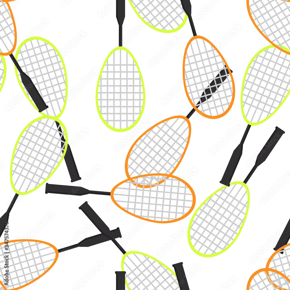 Seamless pattern of squash rackets on a white background. Summer sport ...